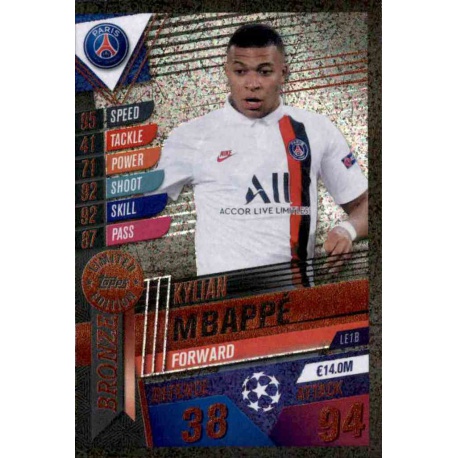 Trading Card Kylian Mbappé Limited Edition Bronze Topps Match Attax 101 ...